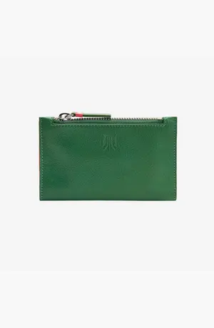 TUSK Siam Slim Card Case With Zip Coin Pocket - Teal/geranium