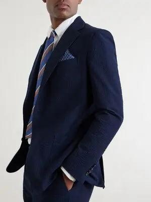 DE PETRILLO Cotton-seersucker Suit Jacket