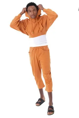 DAI MODA Heavyweight Cropped Hoodie - Rust