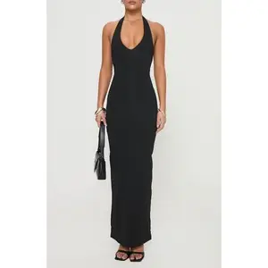 Princess Polly Halterneck V-neck Maxi Dress