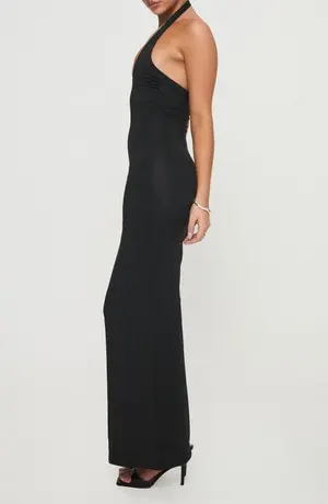 Princess Polly Halterneck V-neck Maxi Dress