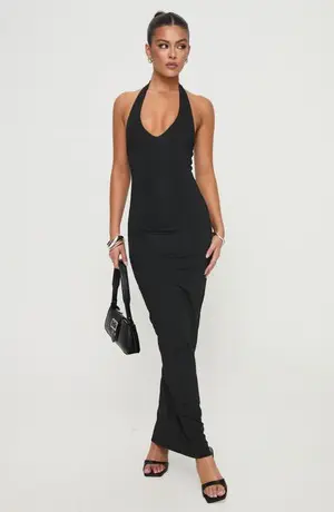 Princess Polly Halterneck V-neck Maxi Dress