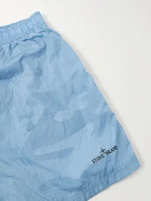 Stone Island Logo-print Shell Swim Shorts - Blue