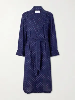Derek Rose Nelson 109 Printed Cotton Robe - Blue