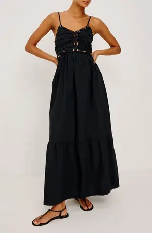 Rails Ivana Polished Stone Detail Cotton Maxi Dress