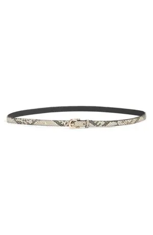 FRAME Petite Square Buckle Snakeskin Embossed Leather Belt - Sand Multi