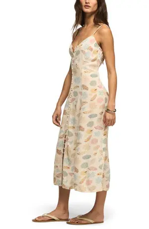 Lucky Brand Simone Floral Print Slipdress With Lace Trim - Shell Conversation Print