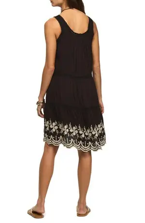 Lucky Brand Sleeveless Embroidered Lace Mini Dress - Raven