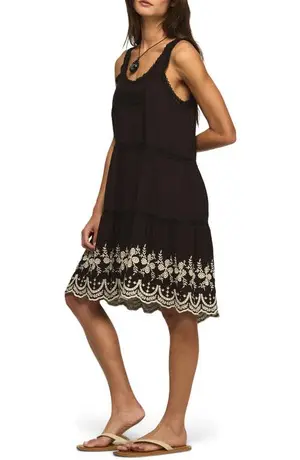 Lucky Brand Sleeveless Embroidered Lace Mini Dress - Raven
