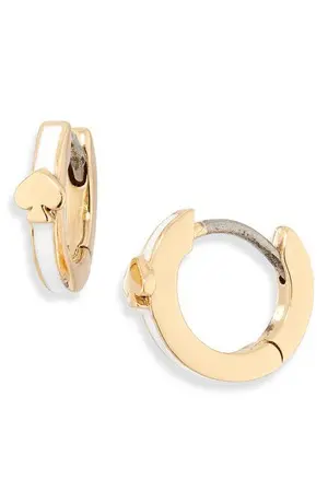 Kate Spade New York Everyday Spade Slim Huggie Hoop Earrings - White.