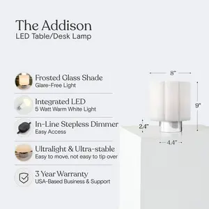 BRIGHTECH Addison 9" Matte Glass Integrated Led Table Lamp With Sliding Dimmer
