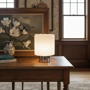 BRIGHTECH Addison 9" Matte Glass Integrated Led Table Lamp With Sliding Dimmer