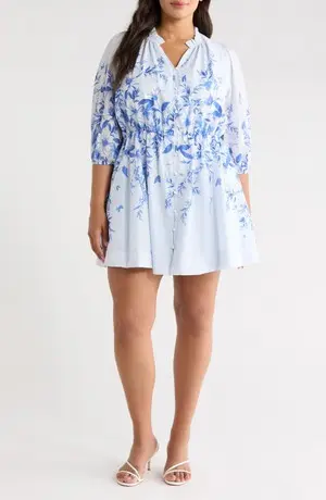 SUGARLIPS Floral Print V-neck Mini Dress