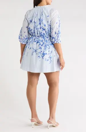 SUGARLIPS Floral Print V-neck Mini Dress