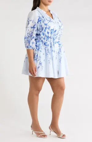 SUGARLIPS Floral Print V-neck Mini Dress