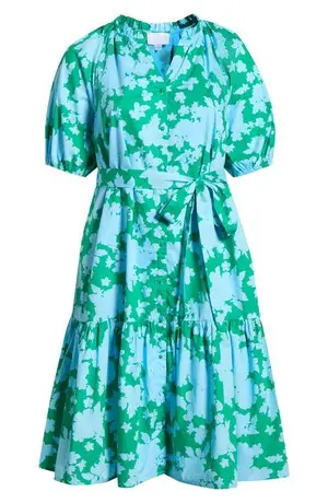 SUGARLIPS Floral Tiered Midi Dress - Blue-kelly