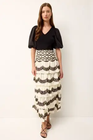 MARIE OLIVER Shayna Puff Sleeve Rib Knit Top