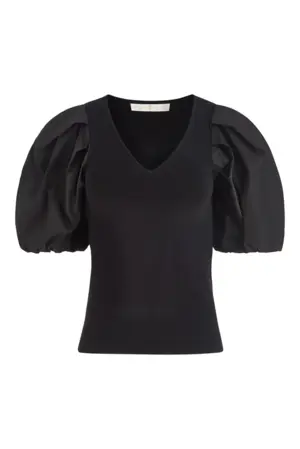 MARIE OLIVER Shayna Puff Sleeve Rib Knit Top