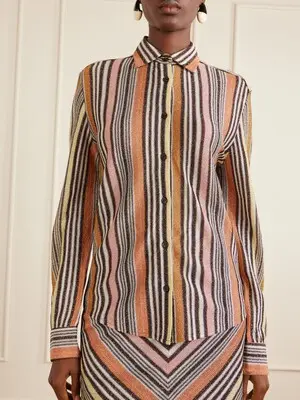 Missoni Striped Metallic Crochet-knit Shirt