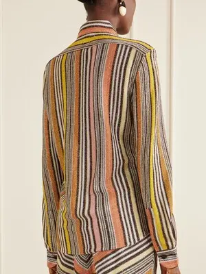Missoni Striped Metallic Crochet-knit Shirt