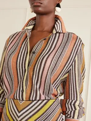 Missoni Striped Metallic Crochet-knit Shirt