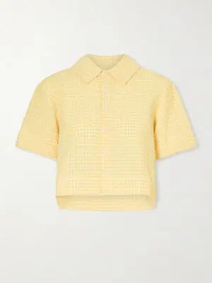 Simkhai Reeves Checked Seersucker Cropped Shirt - Yellow