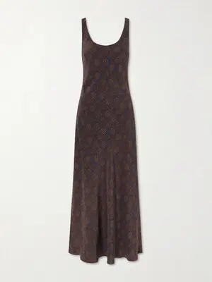 Matteau Printed Silk-crepe Maxi Dress - Brown