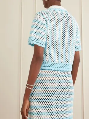 Simkhai Crocheted Striped Shirt - Blue