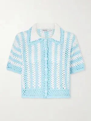 Simkhai Crocheted Striped Shirt - Blue