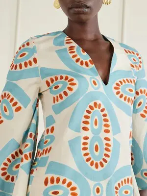Themis Z Thaleia Printed Cotton Blouse And Shorts Set
