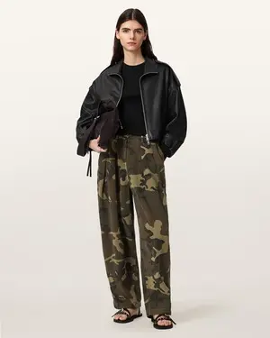 ALLSAINTS Becca Camo Denim Barrel Leg Pants
