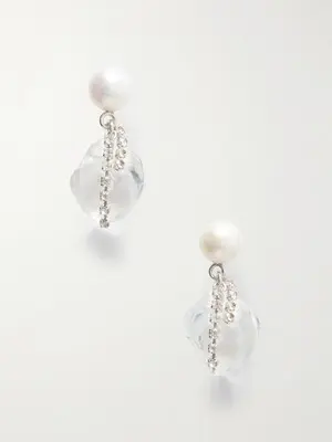 Completedworks Crystal And Pearl Drop Earrings - Neutrals