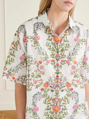 Borgo De Nor Akari Printed Broderie Anglaise Cotton Shirt - Multi
