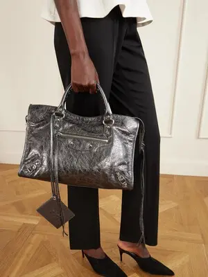 Balenciaga Le City Medium Leather Shoulder Bag - Gray