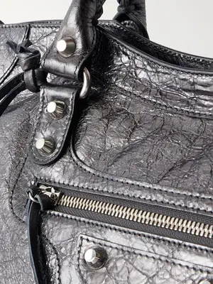 Balenciaga Le City Medium Leather Shoulder Bag - Gray