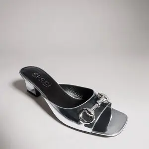 Gucci Signora Slide Sandal In Metallic Leather
