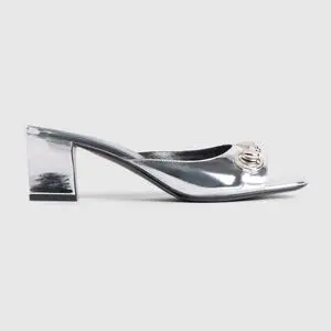 Gucci Signora Slide Sandal In Metallic Leather