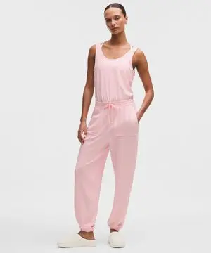 Lululemon Becalm Cinch-waist Jumpsuit - Pink Pearl