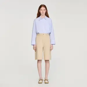 Sandro Cotton Bermuda Shorts With Flower Applique