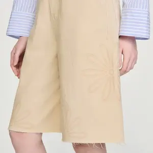 Sandro Cotton Bermuda Shorts With Flower Applique