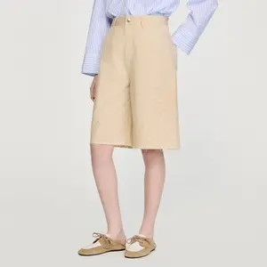 Sandro Cotton Bermuda Shorts With Flower Applique