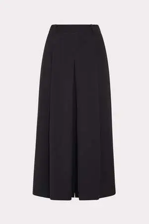 MILLY Layla Pleated Culottes - Black