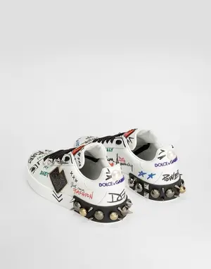 Dolce & Gabbana Printed Calfskin Portofino Sneakers