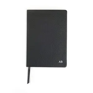 ROYCE NEW YORK Executive Pebble Grain Leather A5 Journal - Black