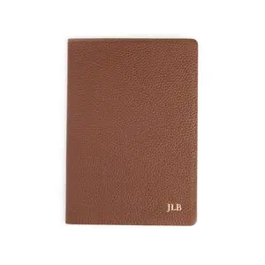 ROYCE NEW YORK Executive Pebble Grain Leather A5 Journal - Tan