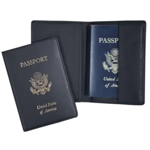 ROYCE NEW YORK RFID Blocking Passport Holder With US Seal Blue