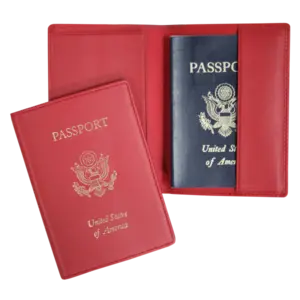 ROYCE NEW YORK RFID Blocking Passport Holder With US Seal Red