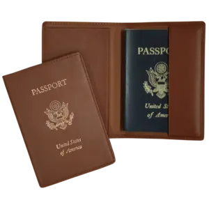 ROYCE NEW YORK Rfid Blocking Passport Holder With Us Seal - Tan