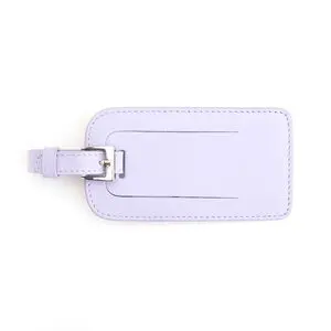 ROYCE NEW YORK Signature Full Grain Leather Luggage Tag With Tone Hardware - Lavender