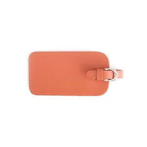 ROYCE NEW YORK Signature Full Grain Leather Luggage Tag With Tone Hardware - Orange